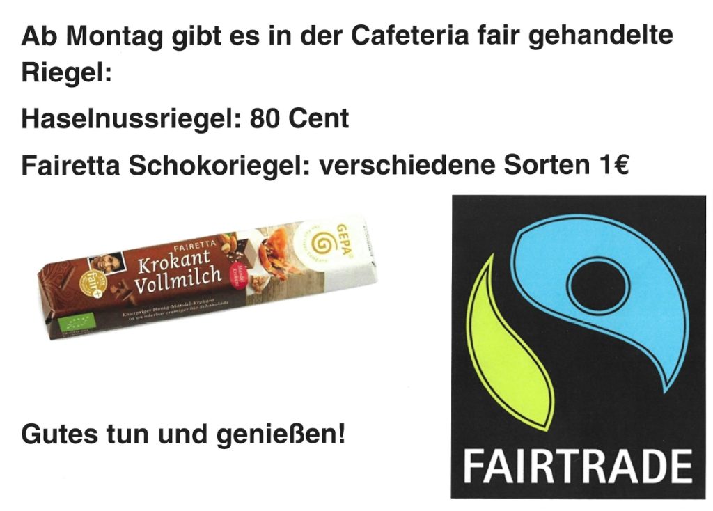 Fairtrade Angebote der Cafeteria – BSG